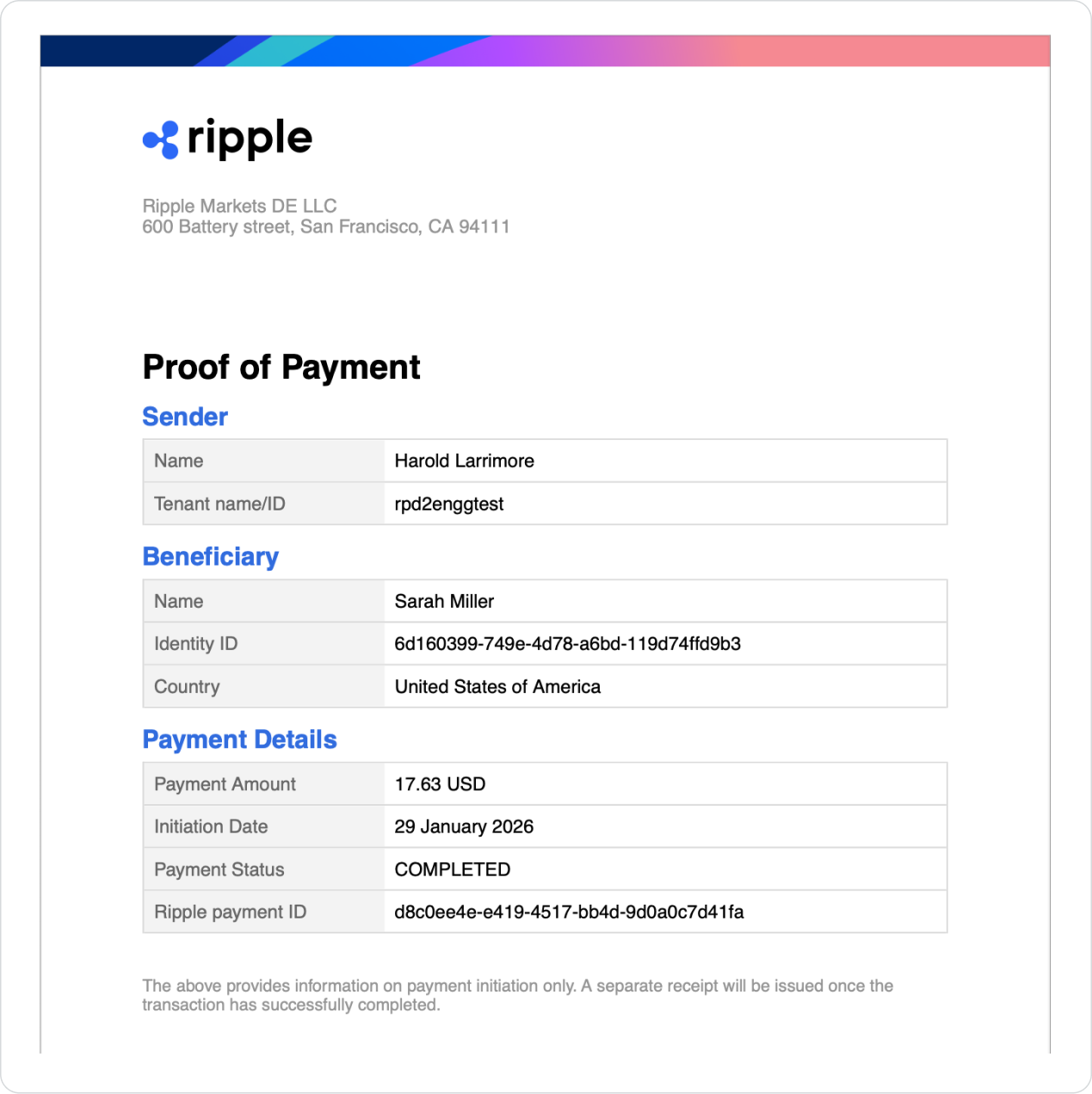 Payment details